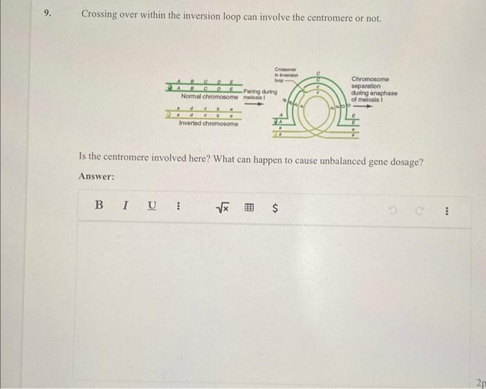Solved Crossing over within the inversion loop can involve | Chegg.com