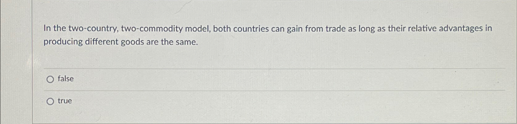 Solved In the two-country, two-commodity model, both | Chegg.com