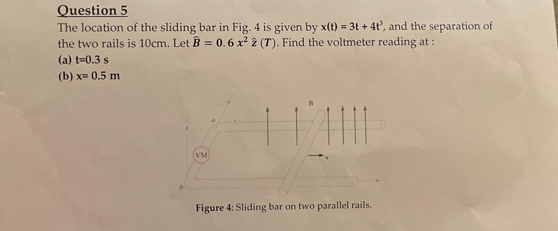 Solved Question 5The location of the sliding bar in Fig. 4 | Chegg.com