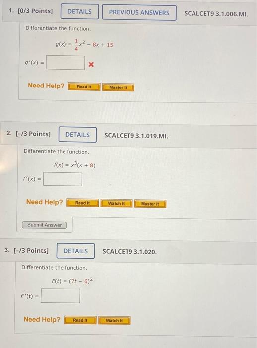 Solved 1. [0/3 Points) DETAILS PREVIOUS ANSWERS SCALCET9 | Chegg.com