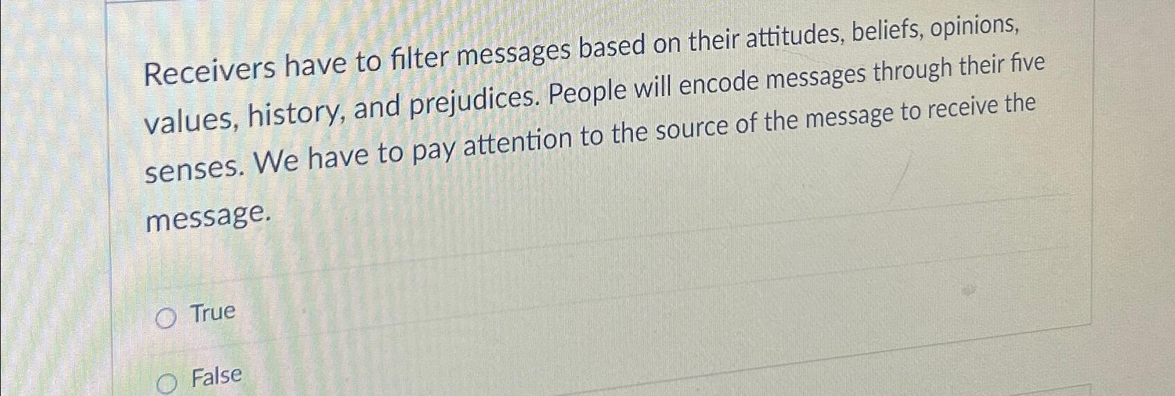 Solved Receivers have to filter messages based on their | Chegg.com