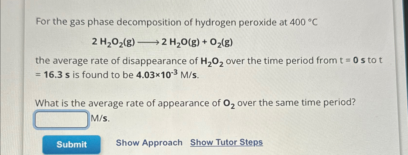 Solved For the gas phase decomposition of hydrogen peroxide | Chegg.com