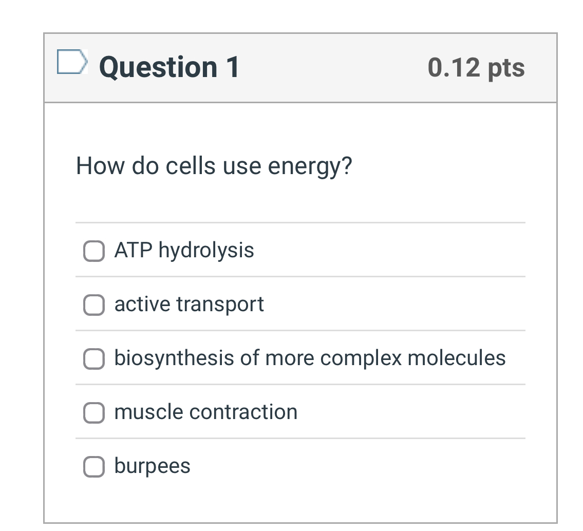 Solved Question 1How do cells use energy?ATP | Chegg.com