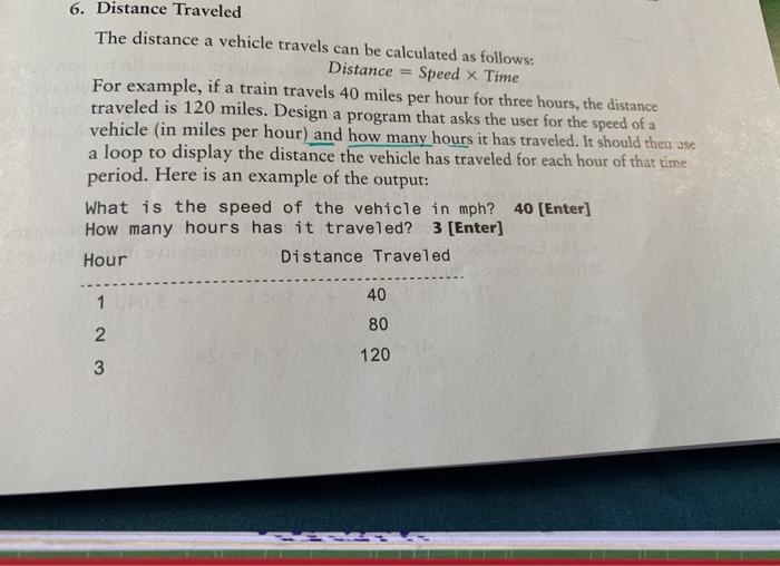 Solved 6. Distance Traveled The distance a vehicle travels | Chegg.com