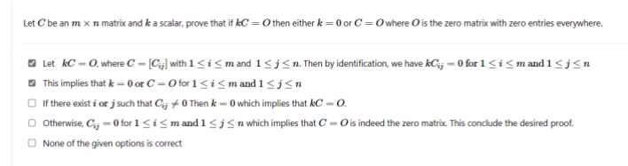 Solved Let C ﻿be an m×n ﻿matrix and k ﻿a scalar, prove that | Chegg.com