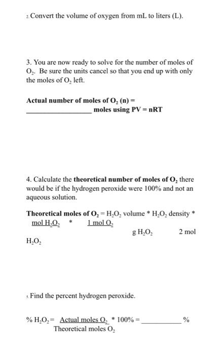 Finding the Percent of H202 In Commercial Hydrogen | Chegg.com