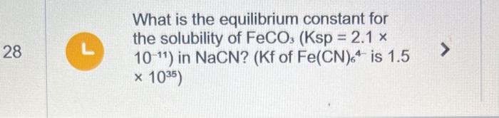 Solved What is the equilibrium constant for the solubility | Chegg.com
