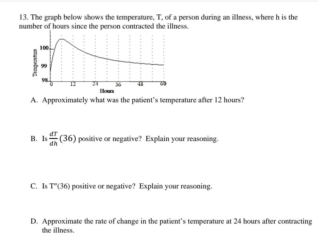 13. The graph below shows the temperature, T, of a | Chegg.com