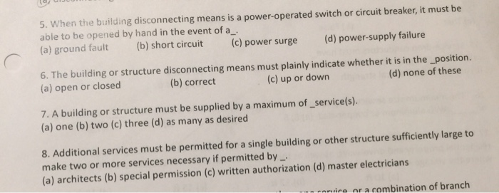Solved 5. When the building disconnecting means is a | Chegg.com