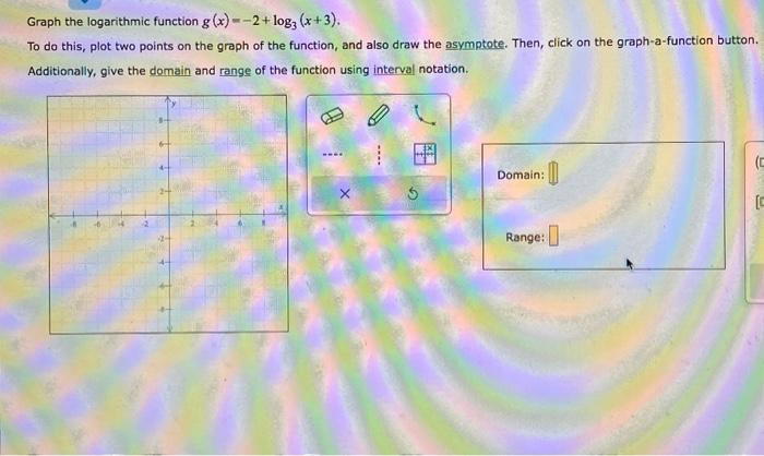 Solved Graph the logarithmic function g(x)=−2+log3(x+3). To | Chegg.com