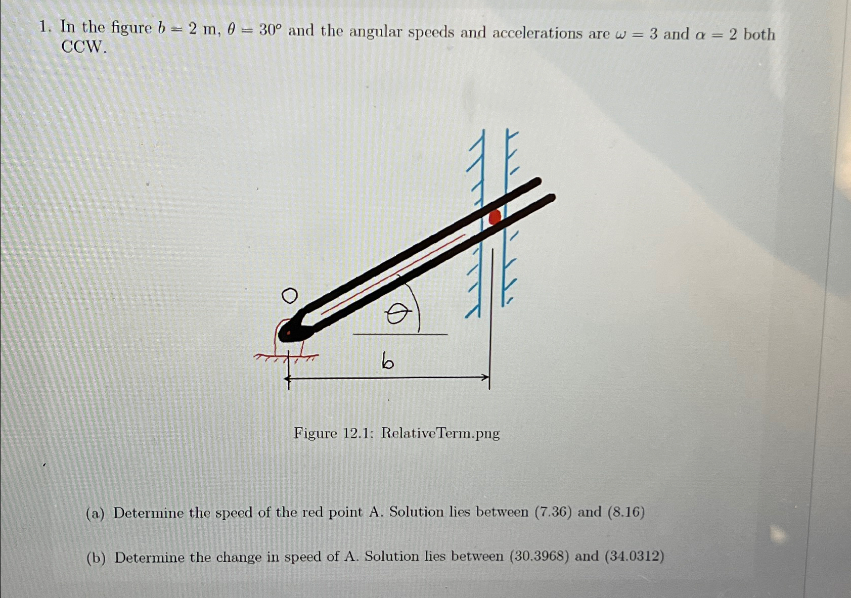 Solved In the figure b=2m,θ=30° ﻿and the angular speeds and | Chegg.com