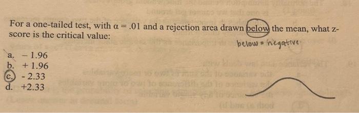 Solved For a one-tailed test, with α=.01 and a rejection | Chegg.com