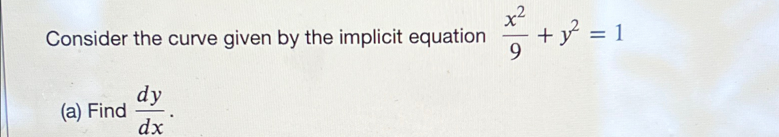 Solved Consider the curve given by the implicit equation | Chegg.com