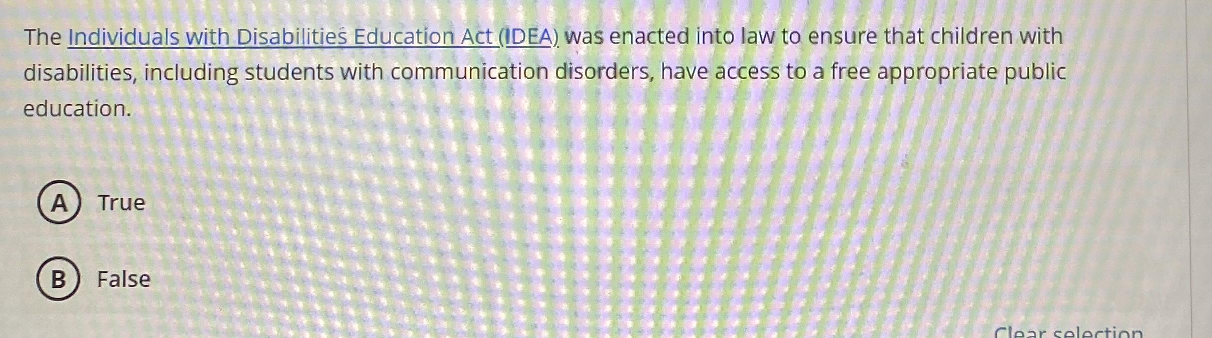 Solved The Individuals with Disabilities Education Act | Chegg.com