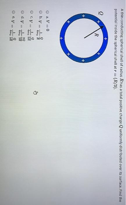 Solved A thin conducting spherical shell of radius R has a | Chegg.com