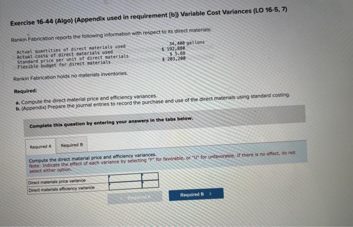 Solved Exercise 16.44 (Algo) (Appendix used in requirement | Chegg.com