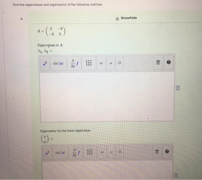 Solved Find the eigenvalues and eigenvector of the following | Chegg.com