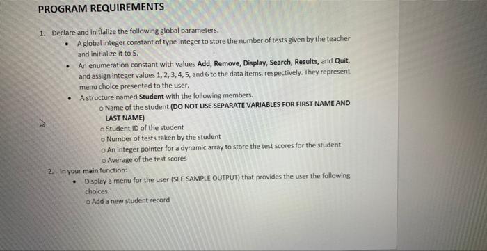 Solved 1. Declare and inittalize the following global | Chegg.com