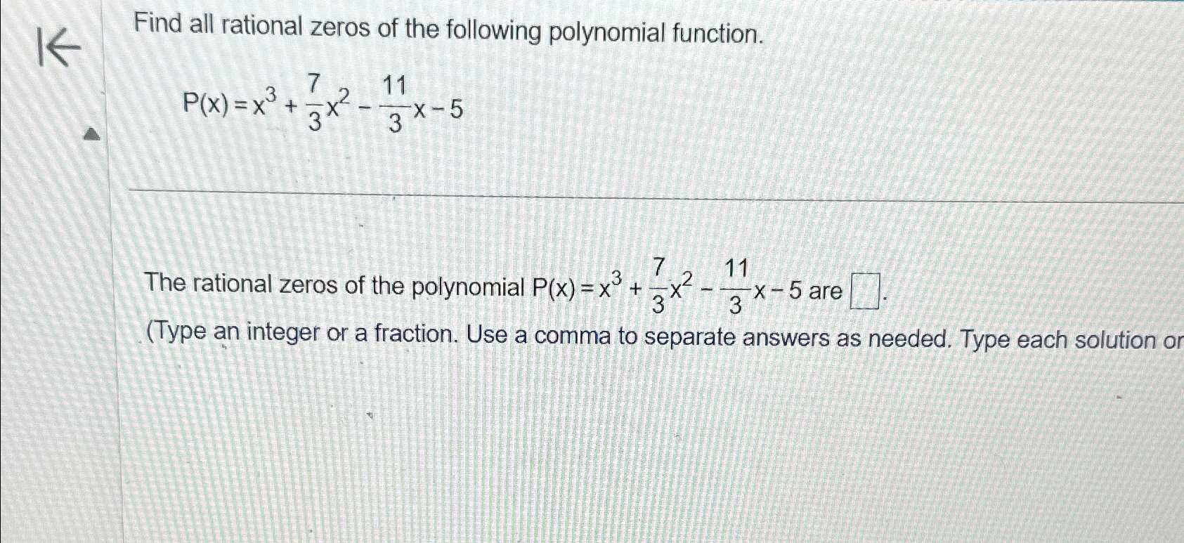 Find all rational zeros of the following polynomial | Chegg.com