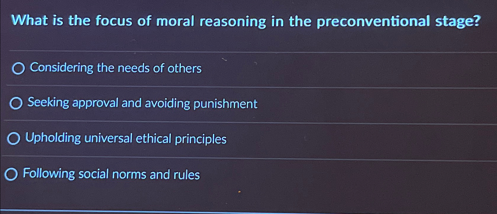 Solved What is the focus of moral reasoning in the | Chegg.com