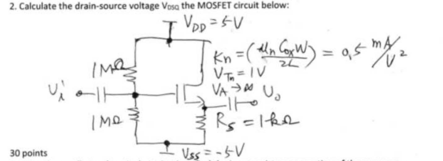 Solved Calculate the drain-source voltage V_DSQ the MOSFET | Chegg.com