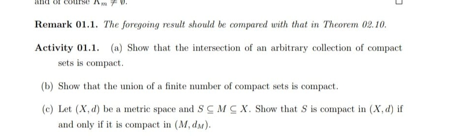 Remark 01.1. ﻿The foregoing result should be compared | Chegg.com