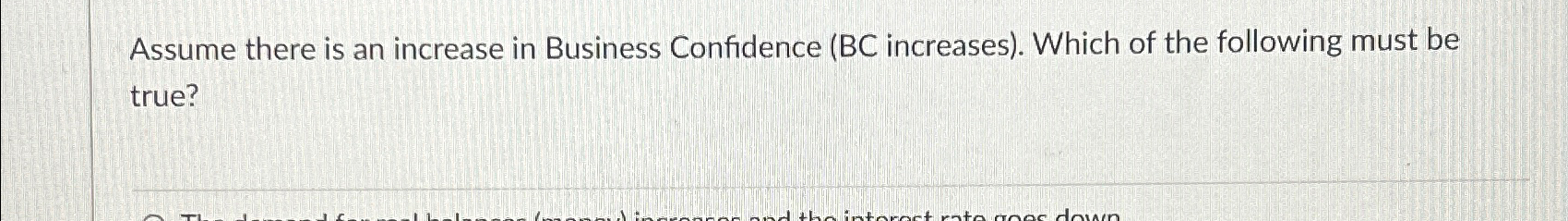 Solved Assume there is an increase in Business Confidence | Chegg.com