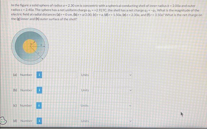 Solved In the figure a solid sphere of radius a=2.30 cm is | Chegg.com
