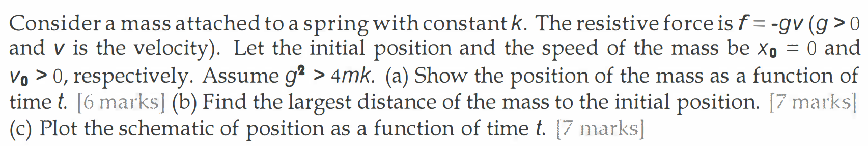 Solved Consider a mass attached to a spring with constant k. | Chegg.com