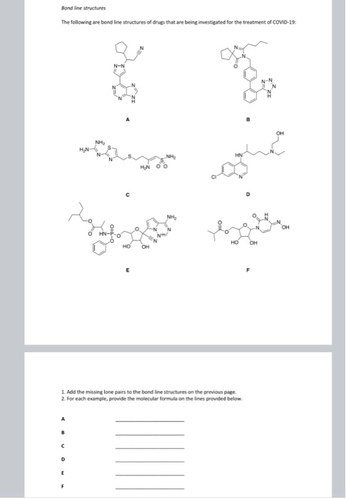 Solved Bond line structures The following are bond line | Chegg.com