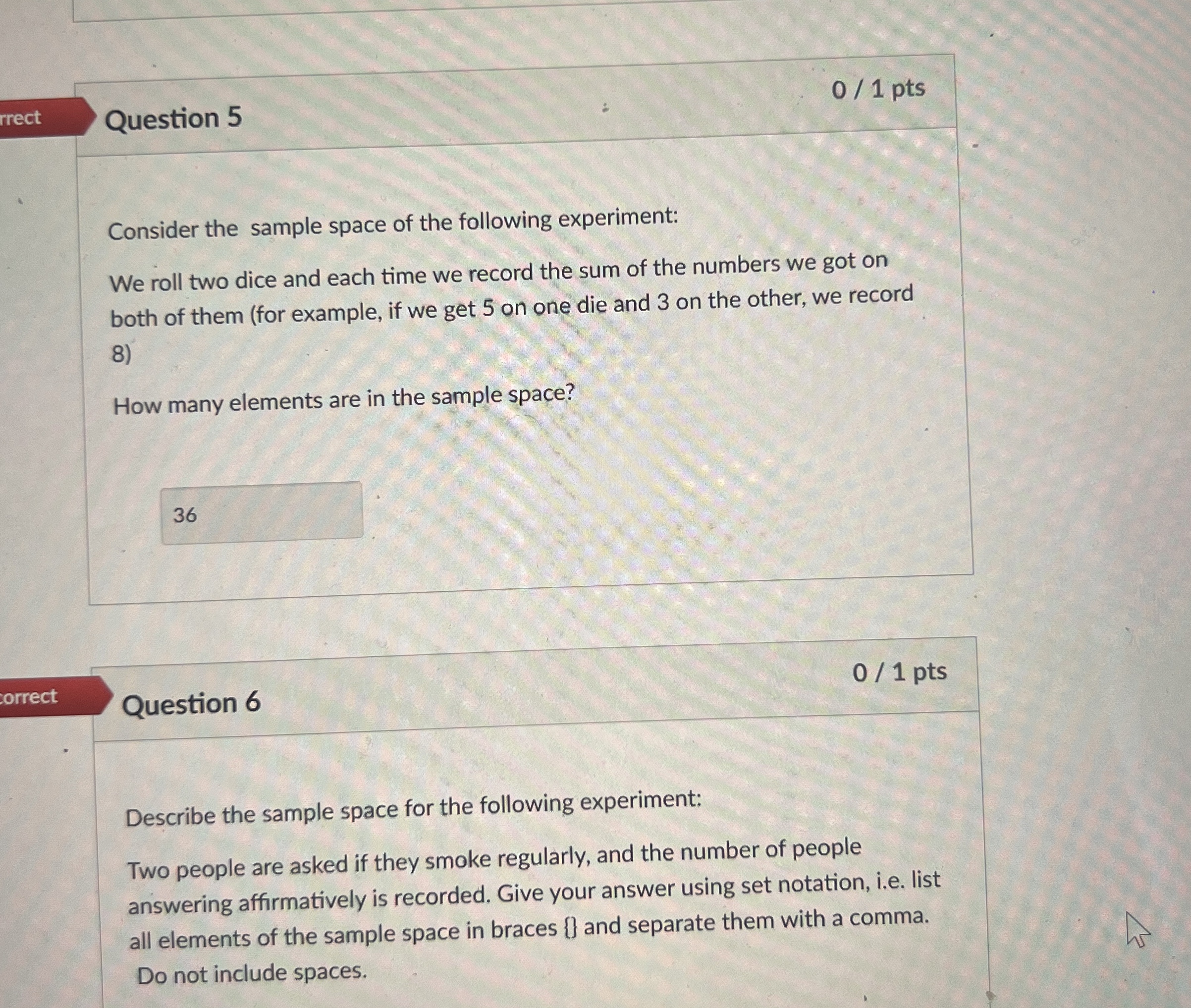 Solved Question 5Consider the sample space of the following | Chegg.com