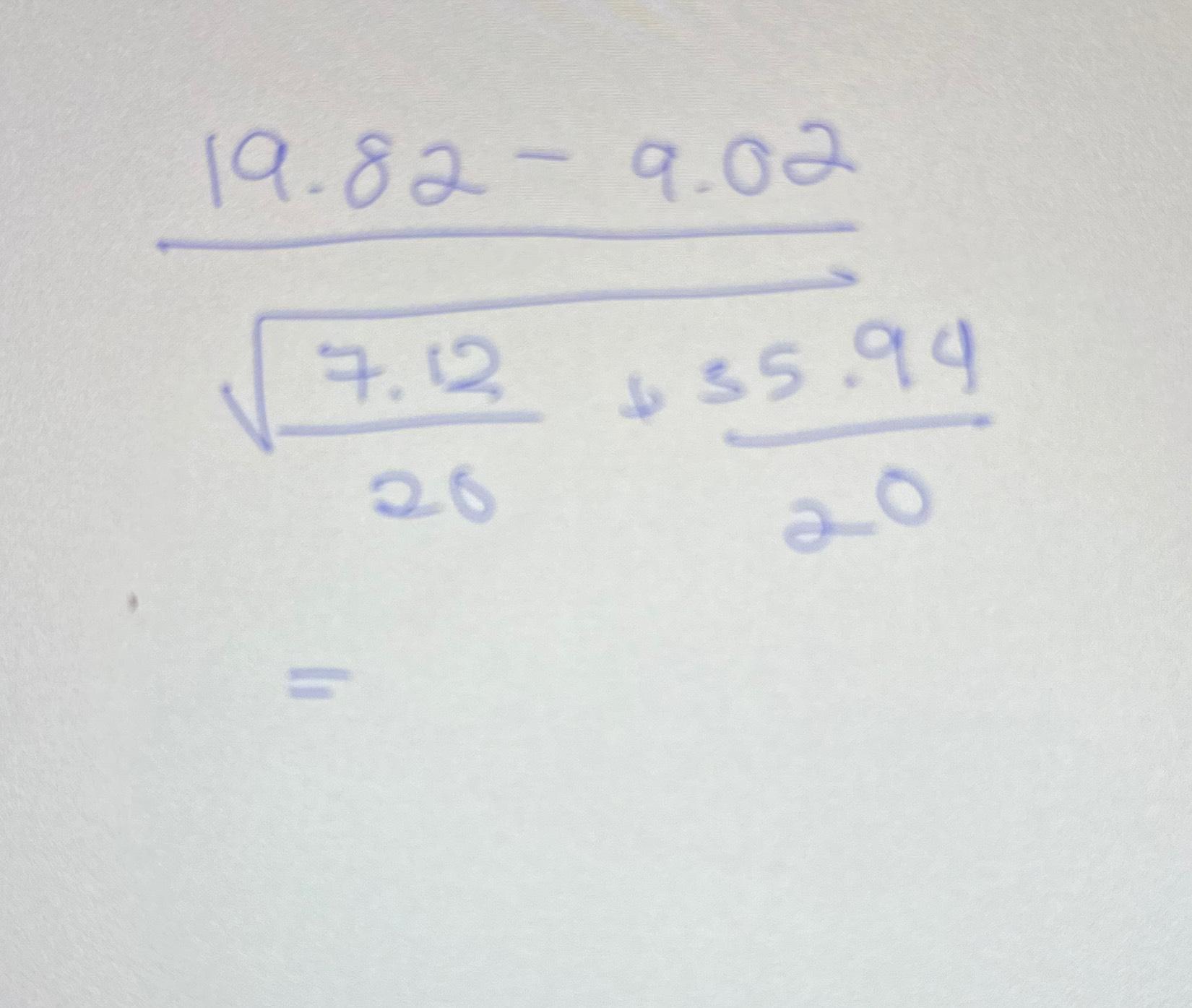 Solved 19.82-9.027.1220+35.94202 | Chegg.com