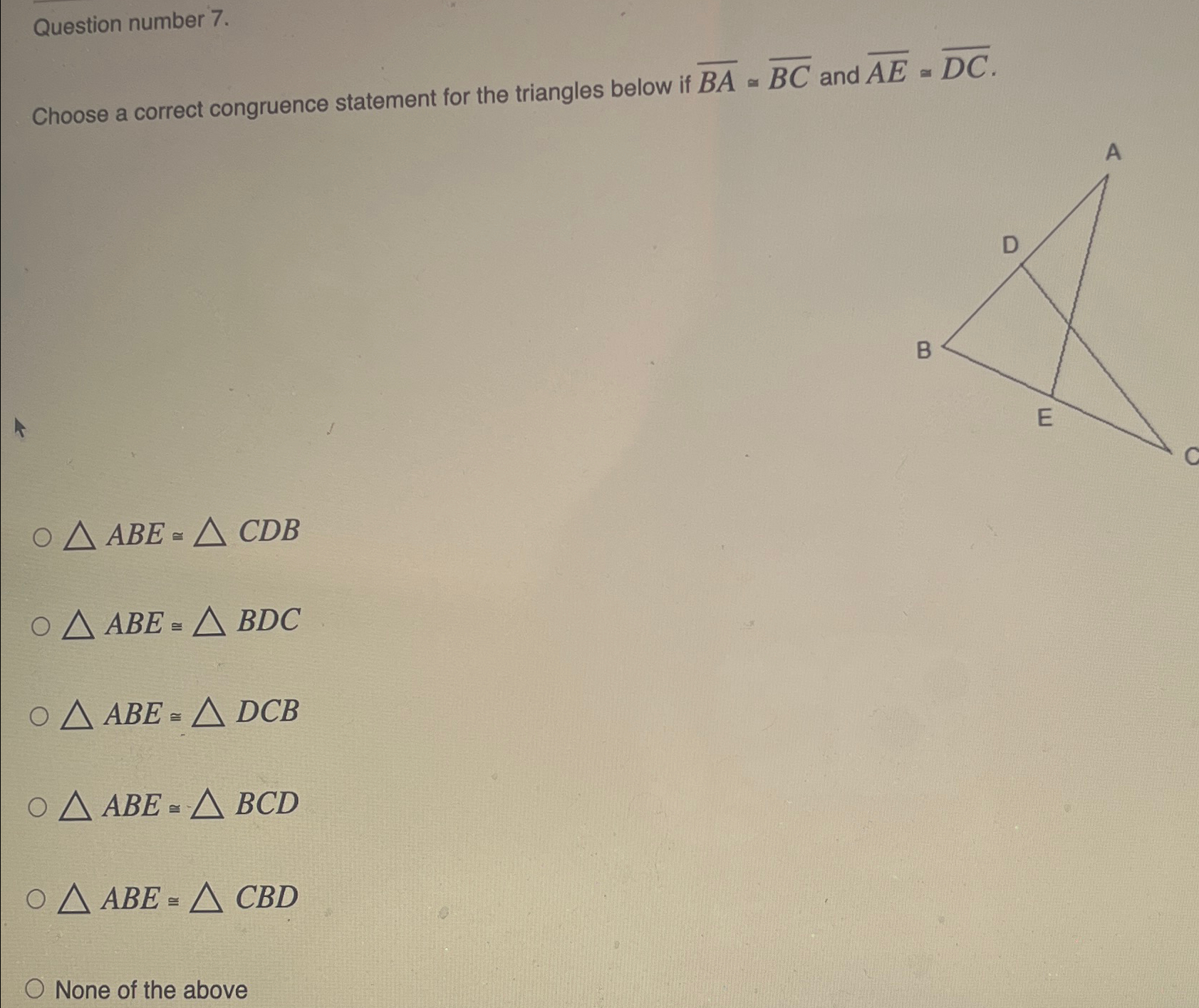 Solved Question Number 7 Choose A Correct Congruence