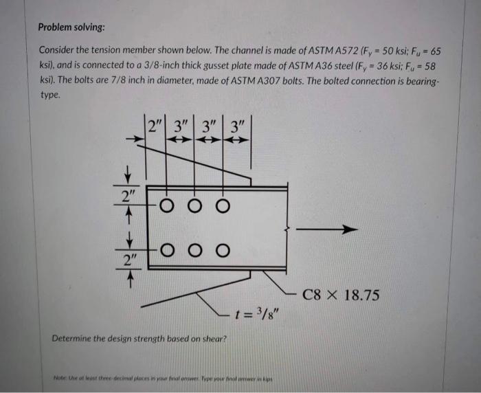 Solved Determine the design strength based on shear?.note: | Chegg.com
