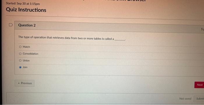 Solved The type of operation that retrieves data from two or | Chegg.com