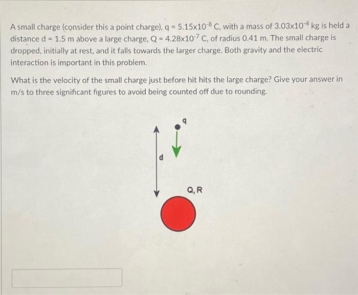Solved A small charge (consider this a point charge), | Chegg.com