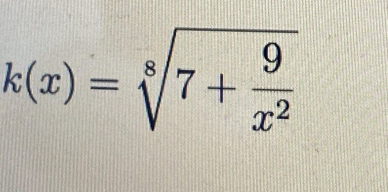 Solved k(x)=7+9x28 ﻿Find the derivative | Chegg.com