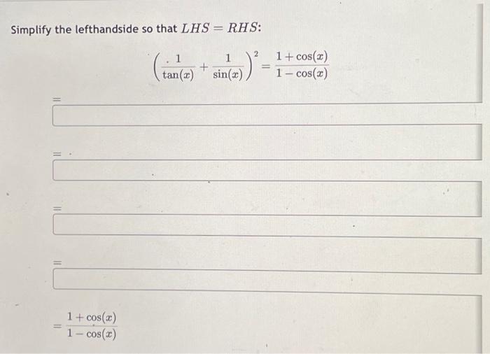 Solved Simplify the lefthandside so that LHS=RHS : | Chegg.com