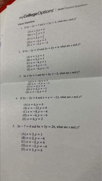 Solved my CollegeOptions | Math Fractice Questions a mear | Chegg.com