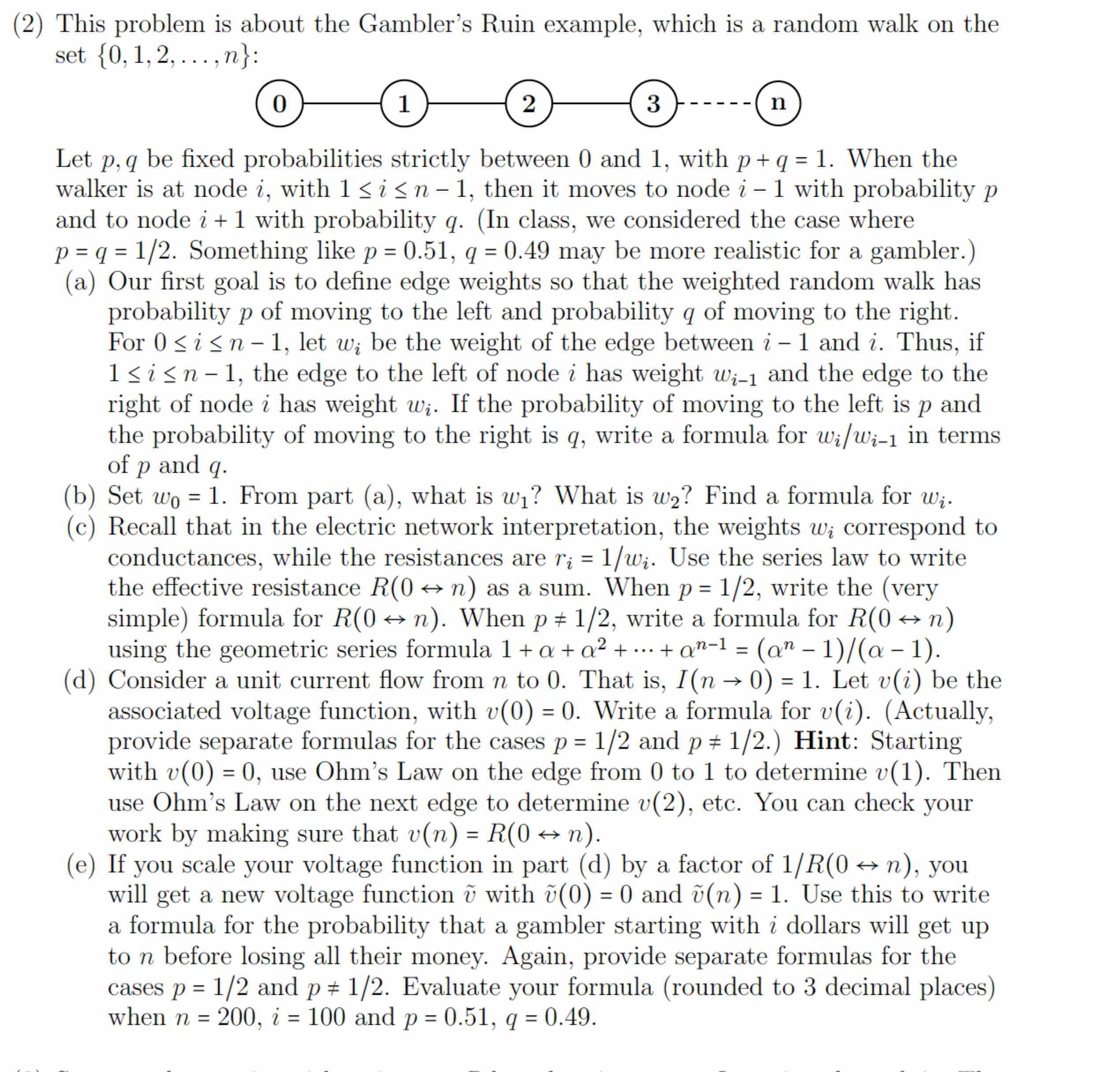 Solved (2) ﻿This problem is about the Gambler's Ruin | Chegg.com