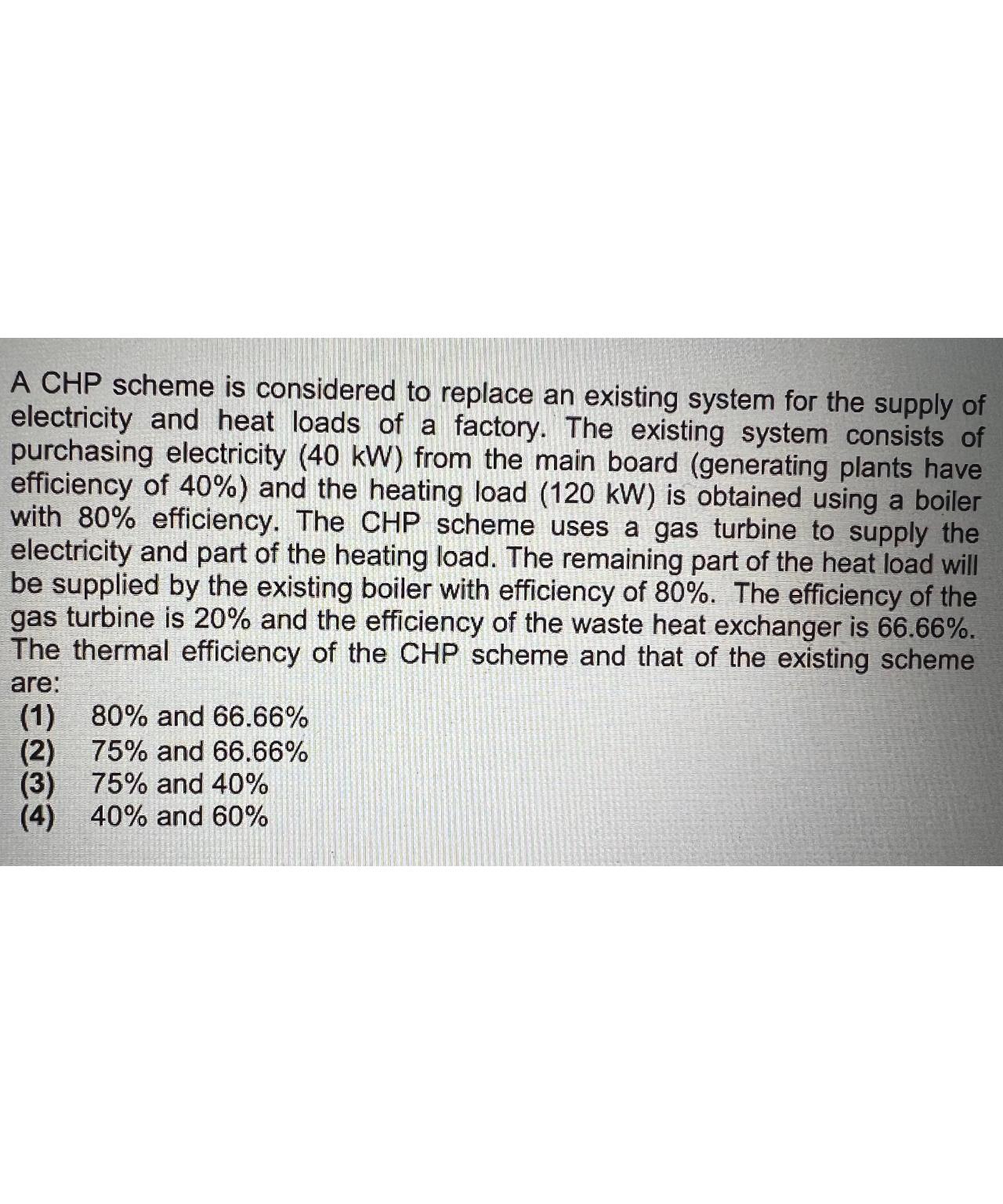 A CHP scheme is considered to replace an existing | Chegg.com