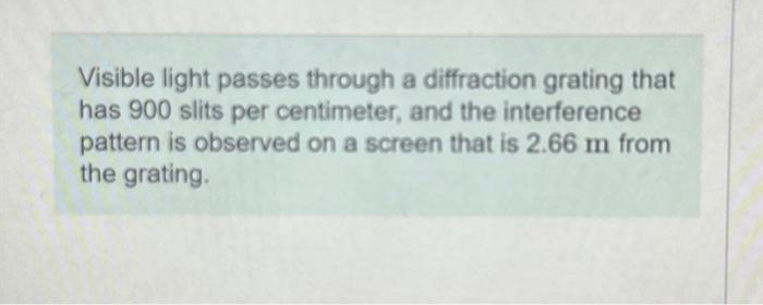 Solved Visible Light Passes Through A Diffraction Grating