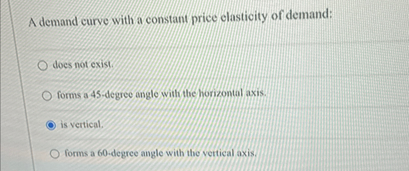 Solved A demand curve with a constant price elasticity of | Chegg.com