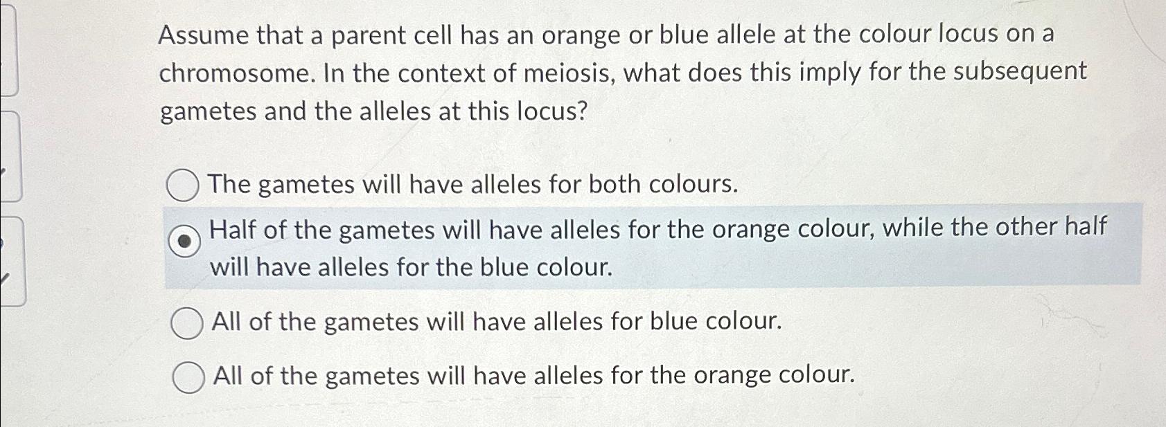 Solved Assume that a parent cell has an orange or blue | Chegg.com