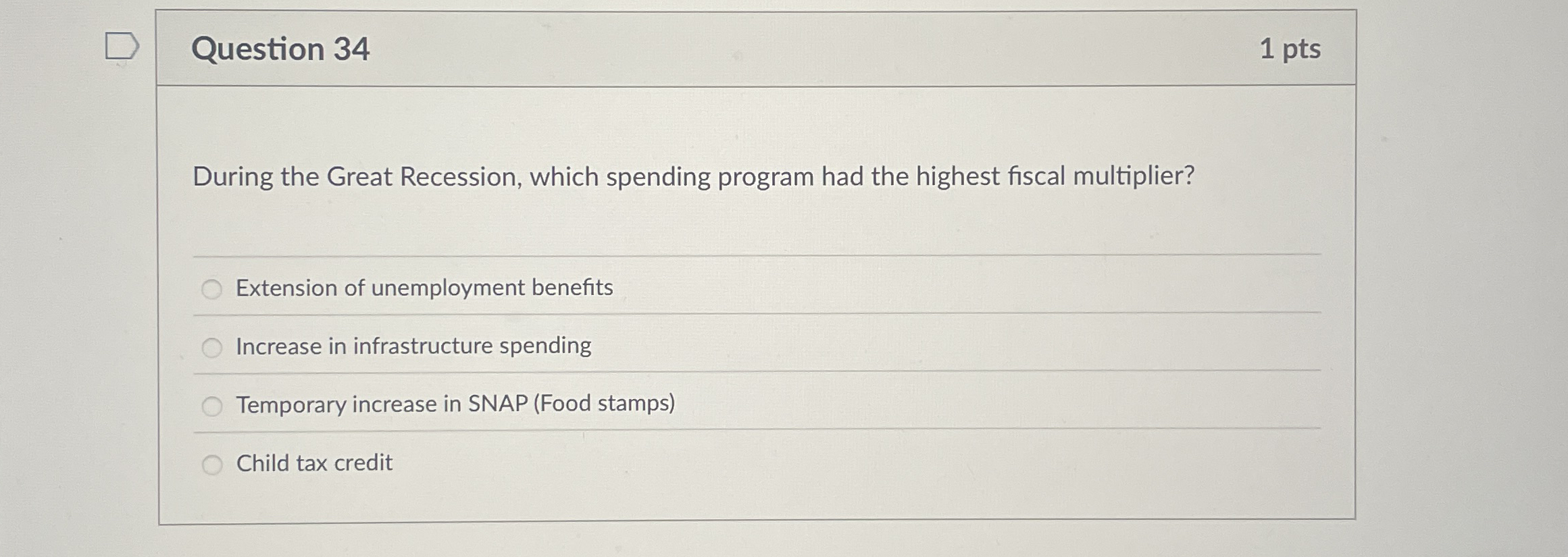 Solved Question 341 ﻿ptsDuring the Great Recession, which | Chegg.com