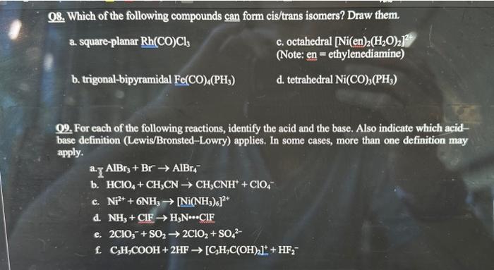 Solved 08. Which of the following compounds can form | Chegg.com