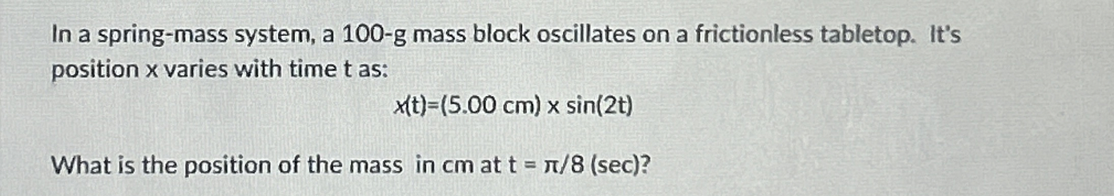 Solved In a spring-mass system, a 100-g mass block | Chegg.com