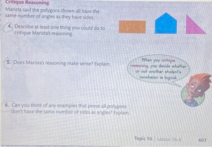 Critique Reasoning Marista said the polygons shown | Chegg.com