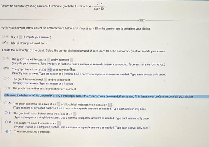 Solved Follow the steps for graphing a rational function to | Chegg.com