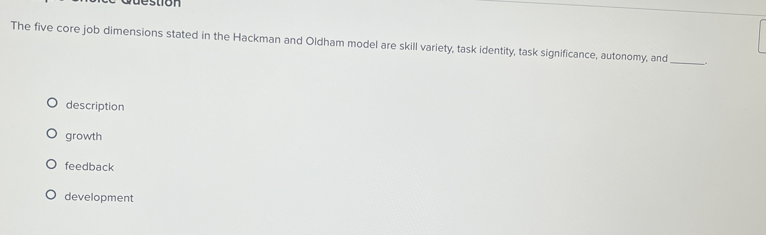 Solved The five core job dimensions stated in the Hackman | Chegg.com